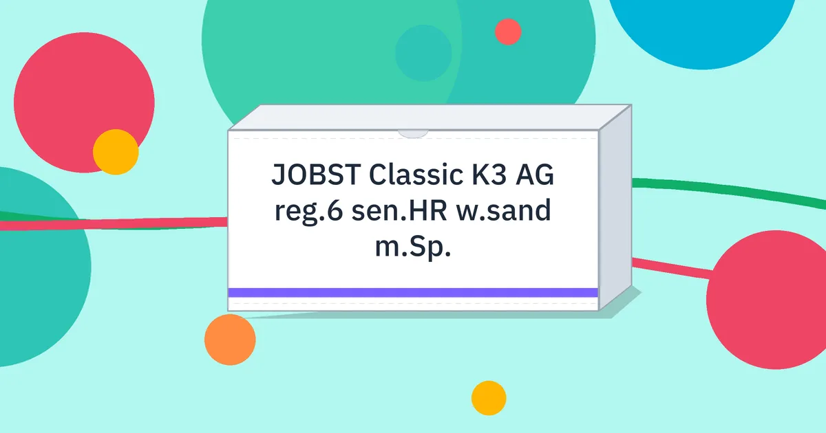 Symbolbild: Packung mit der Aufschrift JOBST Classic K3 AG reg.6 sen.HR w.sand m.Sp. (PZN 17957788) – Verfügbarkeit und Bezug in Apotheken in Frankfurt am Main