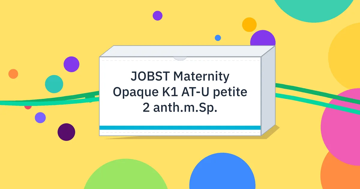 Symbolbild: Packung mit der Aufschrift JOBST Maternity Opaque K1 AT-U petite 2 anth.m.Sp. (PZN 15855397) – Verfügbarkeit und Bezug in Apotheken in Frankfurt am Main