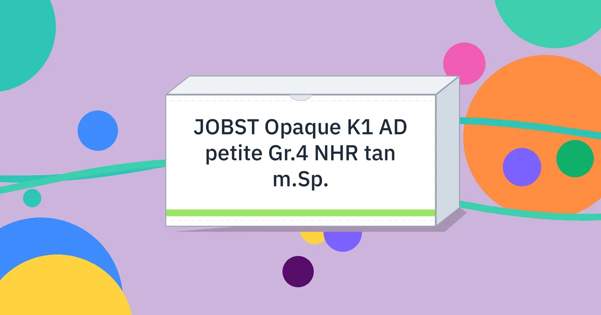 Symbolbild: Packung mit der Aufschrift JOBST Opaque K1 AD petite Gr.4 NHR tan m.Sp. (PZN 16264190) – Verfügbarkeit und Bezug in Apotheken in Frankfurt am Main