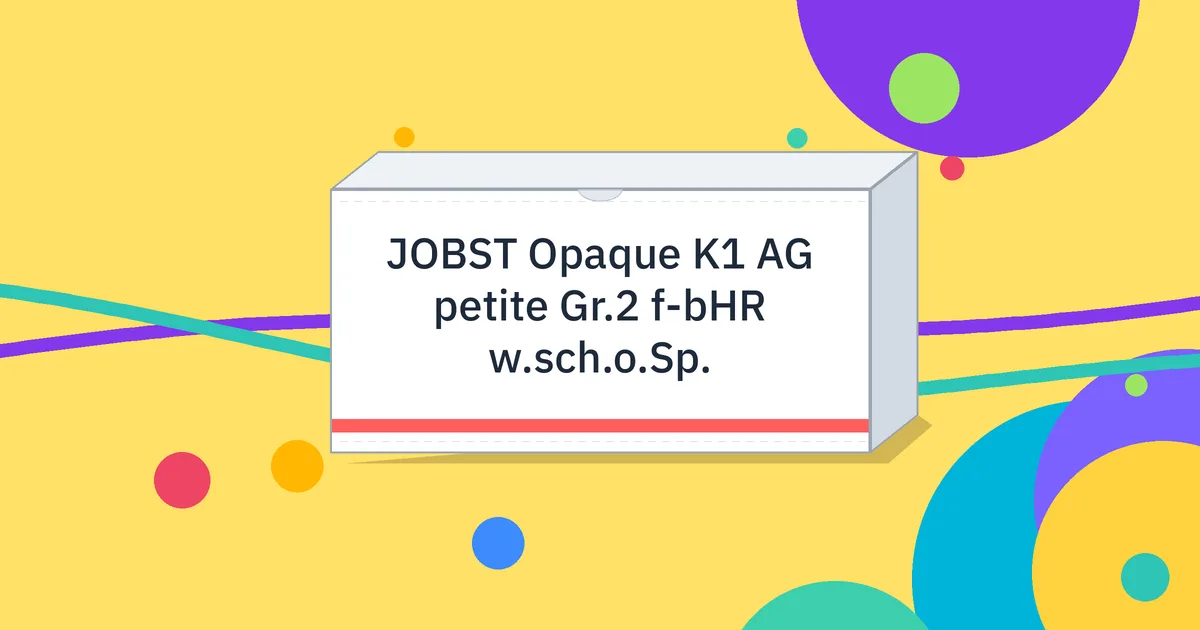 Symbolbild: Packung mit der Aufschrift JOBST Opaque K1 AG petite Gr.2 f-bHR w.sch.o.Sp. (PZN 13087818) – Verfügbarkeit und Bezug in Apotheken in Frankfurt am Main