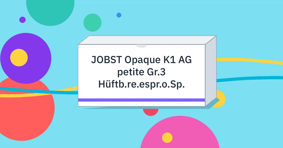 Symbolbild: Packung mit der Aufschrift JOBST Opaque K1 AG petite Gr.3 Hüftb.re.espr.o.Sp. (PZN 16273852) – Verfügbarkeit und Bezug in Apotheken in Frankfurt am Main