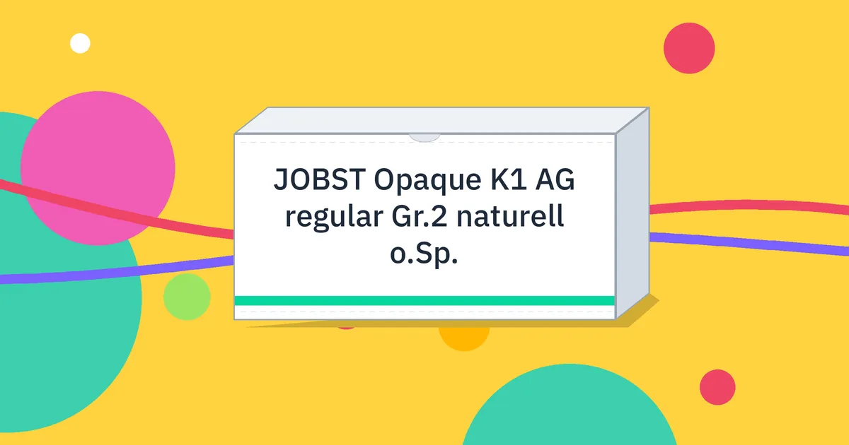Symbolbild: Packung mit der Aufschrift JOBST Opaque K1 AG regular Gr.2 naturell o.Sp. (PZN 13095781) – Verfügbarkeit und Bezug in Apotheken in Frankfurt am Main