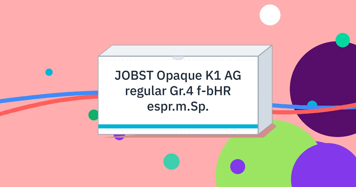 Symbolbild: Packung mit der Aufschrift JOBST Opaque K1 AG regular Gr.4 f-bHR espr.m.Sp. (PZN 16266993) – Verfügbarkeit und Bezug in Apotheken in Frankfurt am Main