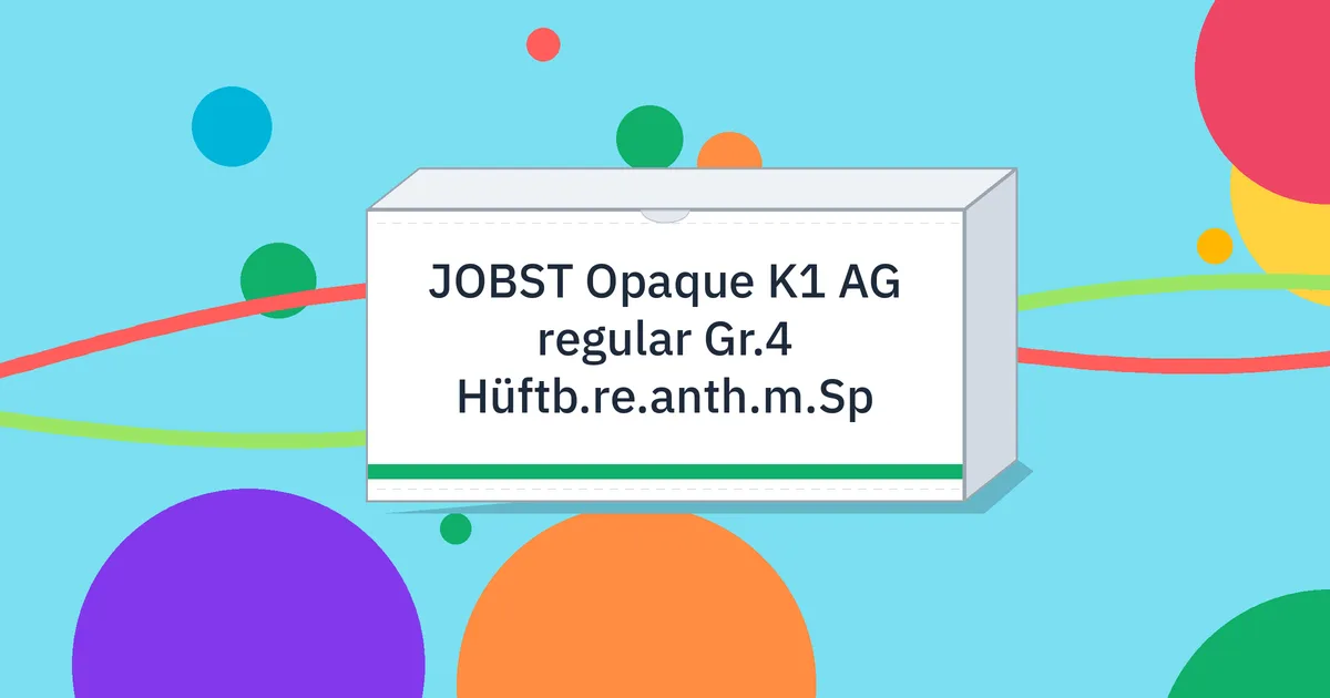 Symbolbild: Packung mit der Aufschrift JOBST Opaque K1 AG regular Gr.4 Hüftb.re.anth.m.Sp (PZN 16271959) – Verfügbarkeit und Bezug in Apotheken in Frankfurt am Main