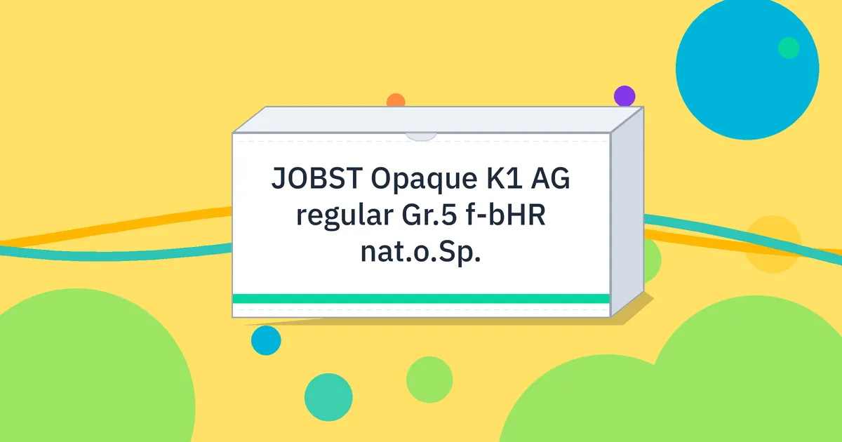 Symbolbild: Packung mit der Aufschrift JOBST Opaque K1 AG regular Gr.5 f-bHR nat.o.Sp. (PZN 13094540) – Verfügbarkeit und Bezug in Apotheken in Frankfurt am Main