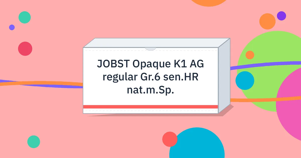 Symbolbild: Packung mit der Aufschrift JOBST Opaque K1 AG regular Gr.6 sen.HR nat.m.Sp. (PZN 13092682) – Verfügbarkeit und Bezug in Apotheken in Frankfurt am Main