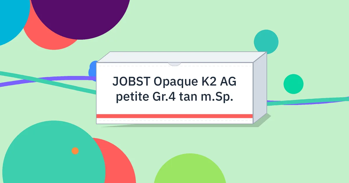 Symbolbild: Packung mit der Aufschrift JOBST Opaque K2 AG petite Gr.4 tan m.Sp. (PZN 16284695) – Verfügbarkeit und Bezug in Apotheken in Frankfurt am Main