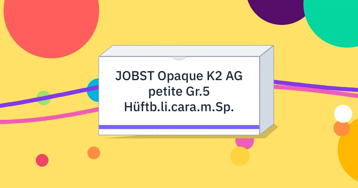 Symbolbild: Packung mit der Aufschrift JOBST Opaque K2 AG petite Gr.5 Hüftb.li.cara.m.Sp. (PZN 13113562) – Verfügbarkeit und Bezug in Apotheken in Frankfurt am Main