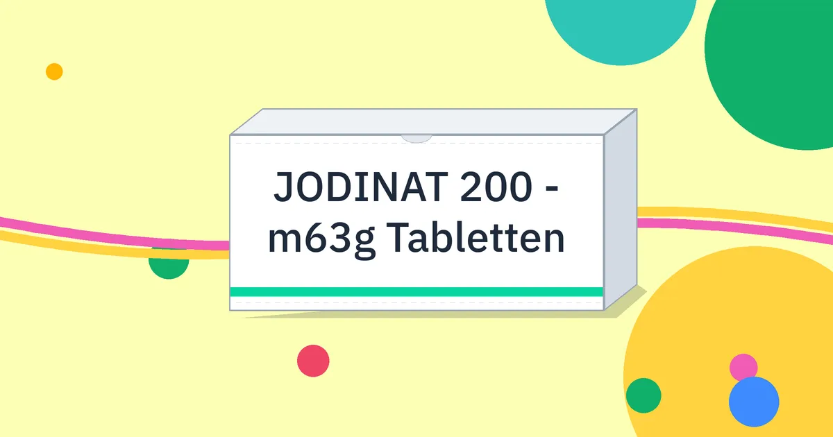 Symbolbild: Packung mit der Aufschrift JODINAT 200 -m63g Tabletten (PZN 04531214) – Verfügbarkeit und Bezug in Apotheken in Frankfurt am Main