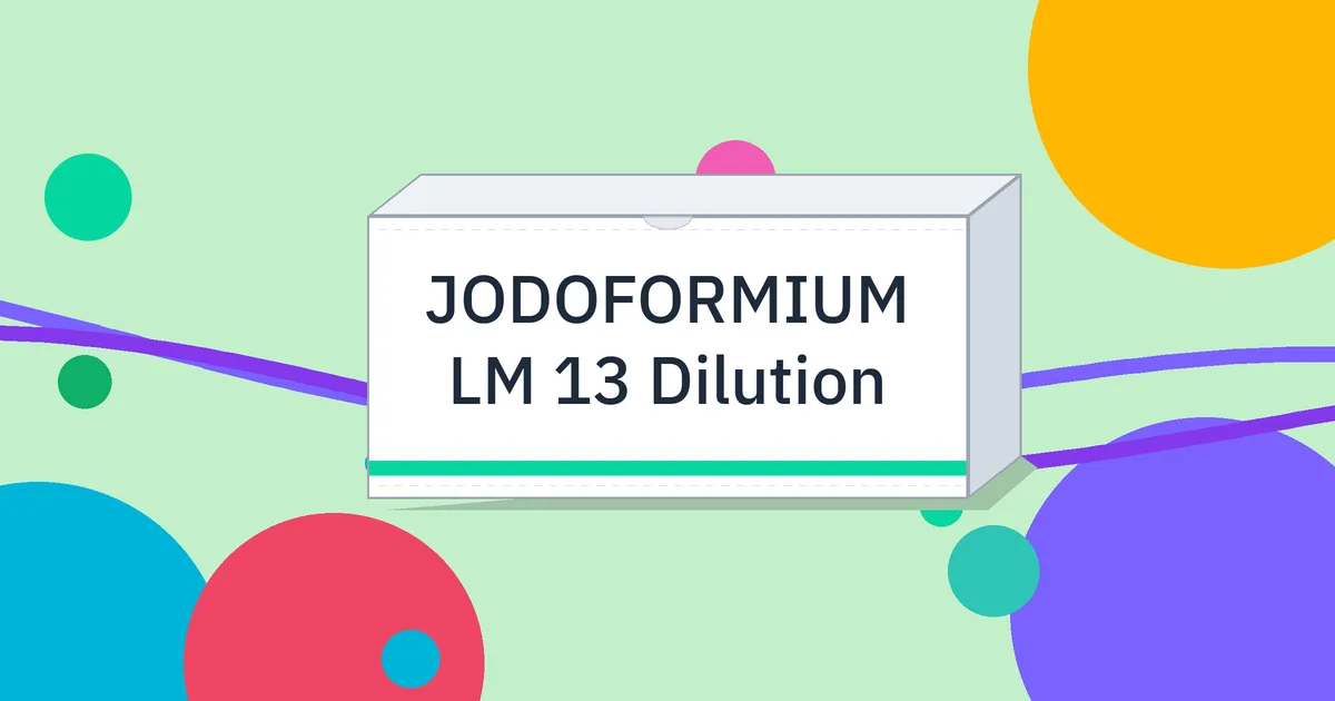 Symbolbild: Packung mit der Aufschrift JODOFORMIUM LM 13 Dilution (PZN 13563236) – Verfügbarkeit und Bezug in Apotheken in Frankfurt am Main