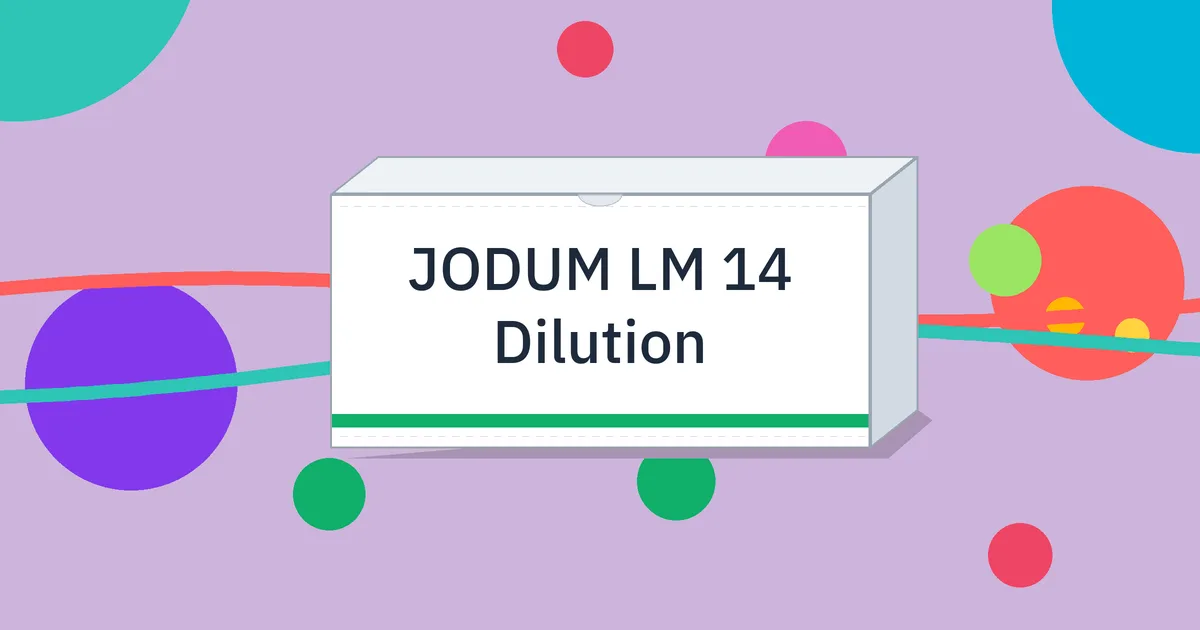 Symbolbild: Packung mit der Aufschrift JODUM LM 14 Dilution (PZN 12915710) – Verfügbarkeit und Bezug in Apotheken in Frankfurt am Main