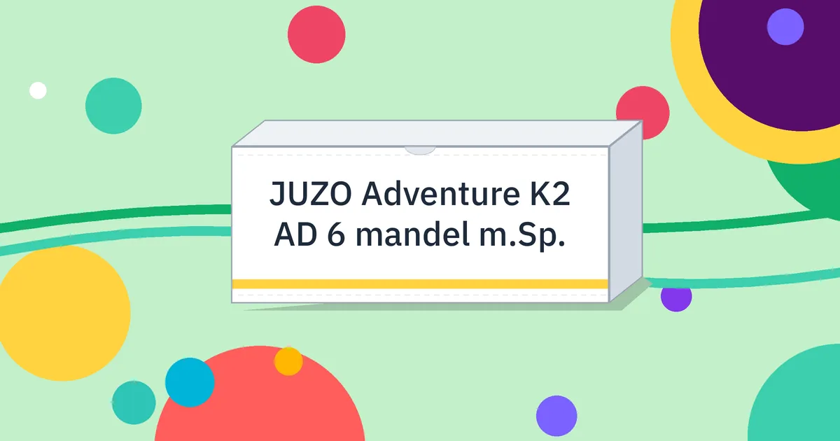 Symbolbild: Packung mit der Aufschrift JUZO Adventure K2 AD 6 mandel m.Sp. (PZN 14973166) – Verfügbarkeit und Bezug in Apotheken in Frankfurt am Main