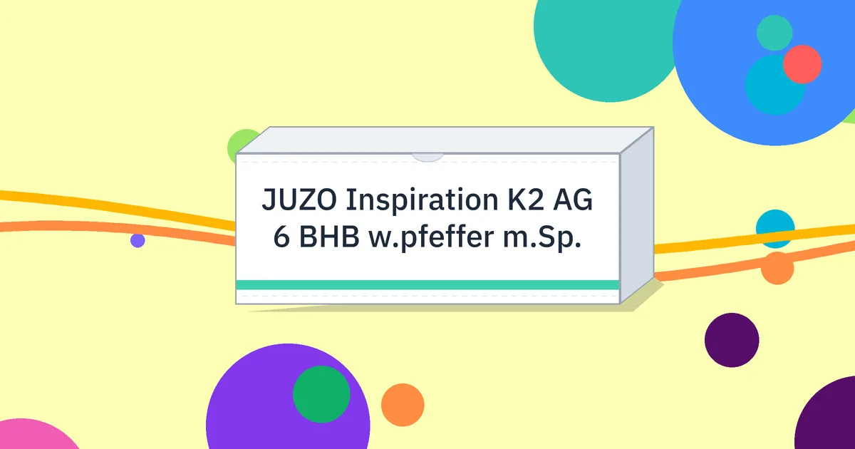 Symbolbild: Packung mit der Aufschrift JUZO Inspiration K2 AG 6 BHB w.pfeffer m.Sp. (PZN 14848521) – Verfügbarkeit und Bezug in Apotheken in Frankfurt am Main