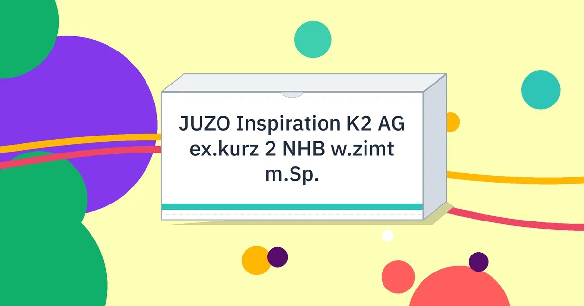 Symbolbild: Packung mit der Aufschrift JUZO Inspiration K2 AG ex.kurz 2 NHB w.zimt m.Sp. (PZN 14962607) – Verfügbarkeit und Bezug in Apotheken in Frankfurt am Main