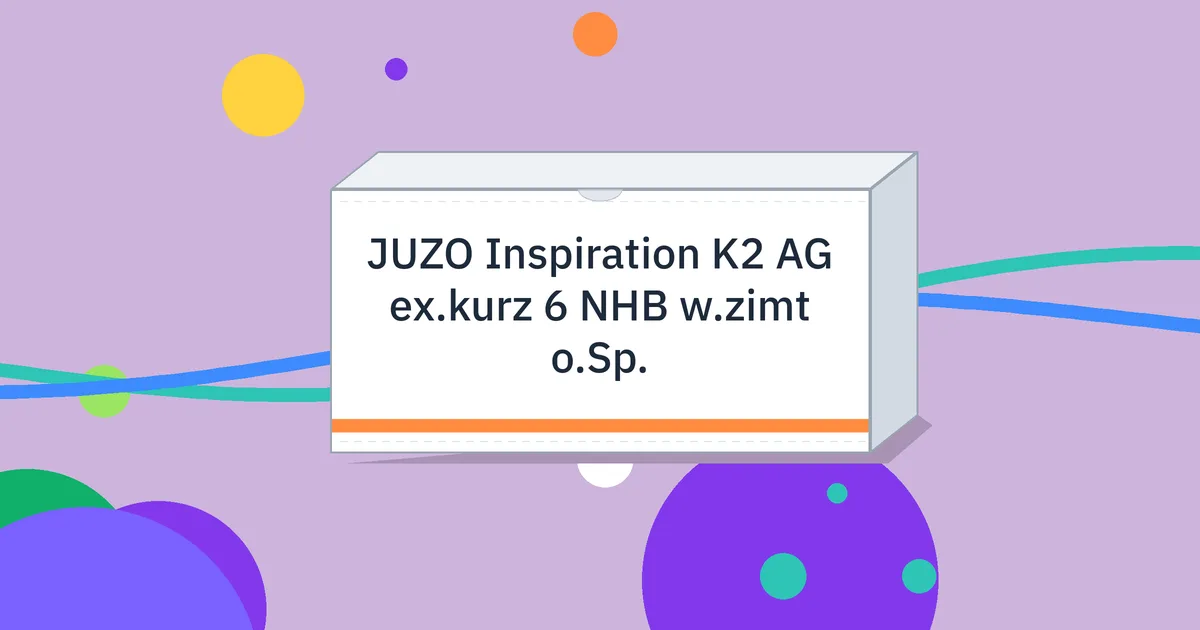 Symbolbild: Packung mit der Aufschrift JUZO Inspiration K2 AG ex.kurz 6 NHB w.zimt o.Sp. (PZN 14952247) – Verfügbarkeit und Bezug in Apotheken in Frankfurt am Main