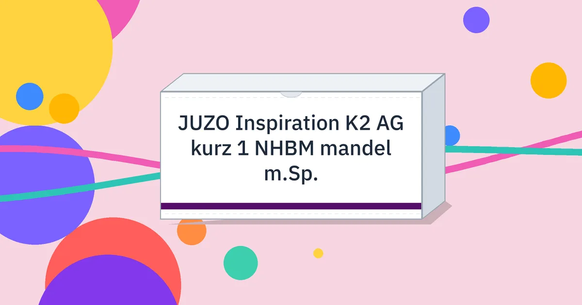 Symbolbild: Packung mit der Aufschrift JUZO Inspiration K2 AG kurz 1 NHBM mandel m.Sp. (PZN 14920402) – Verfügbarkeit und Bezug in Apotheken in Frankfurt am Main
