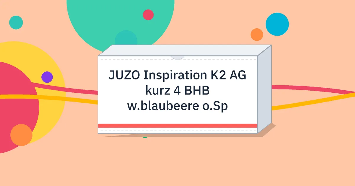 Symbolbild: Packung mit der Aufschrift JUZO Inspiration K2 AG kurz 4 BHB w.blaubeere o.Sp (PZN 14850759) – Verfügbarkeit und Bezug in Apotheken in Frankfurt am Main