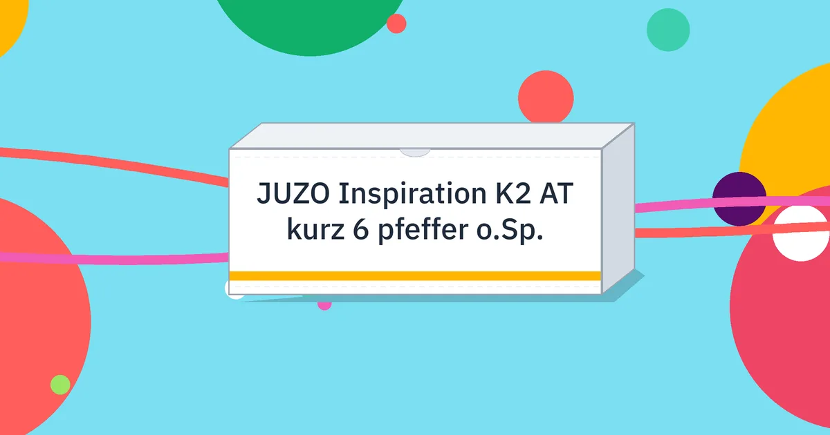 Symbolbild: Packung mit der Aufschrift JUZO Inspiration K2 AT kurz 6 pfeffer o.Sp. (PZN 14931676) – Verfügbarkeit und Bezug in Apotheken in Frankfurt am Main
