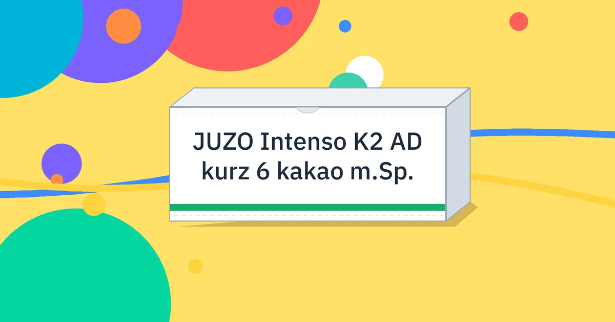 Symbolbild: Packung mit der Aufschrift JUZO Intenso K2 AD kurz 6 kakao m.Sp. (PZN 18607754) – Verfügbarkeit und Bezug in Apotheken in Frankfurt am Main