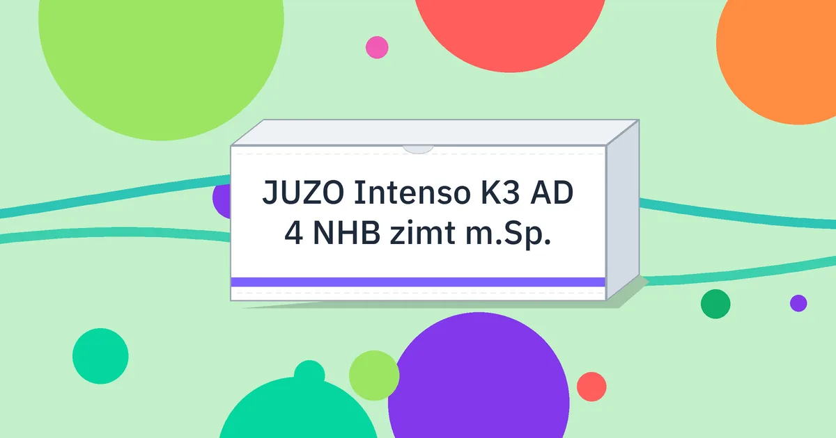 Symbolbild: Packung mit der Aufschrift JUZO Intenso K3 AD 4 NHB zimt m.Sp. (PZN 18630836) – Verfügbarkeit und Bezug in Apotheken in Frankfurt am Main
