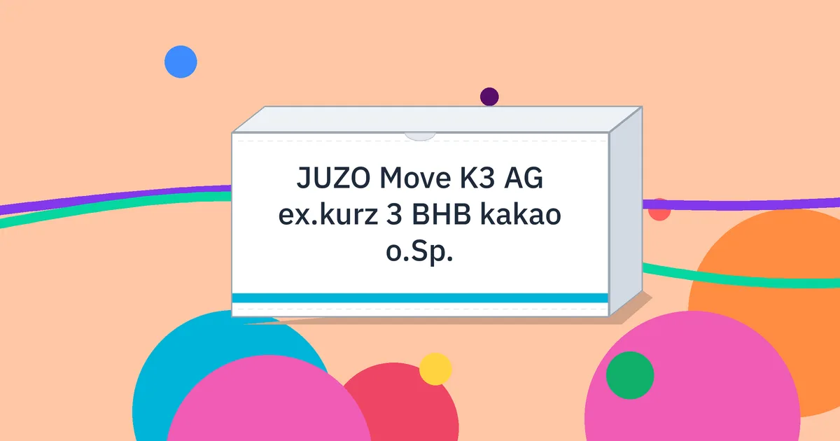 Symbolbild: Packung mit der Aufschrift JUZO Move K3 AG ex.kurz 3 BHB kakao o.Sp. (PZN 18597487) – Verfügbarkeit und Bezug in Apotheken in Frankfurt am Main