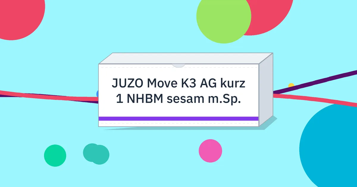 Symbolbild: Packung mit der Aufschrift JUZO Move K3 AG kurz 1 NHBM sesam m.Sp. (PZN 18578739) – Verfügbarkeit und Bezug in Apotheken in Frankfurt am Main