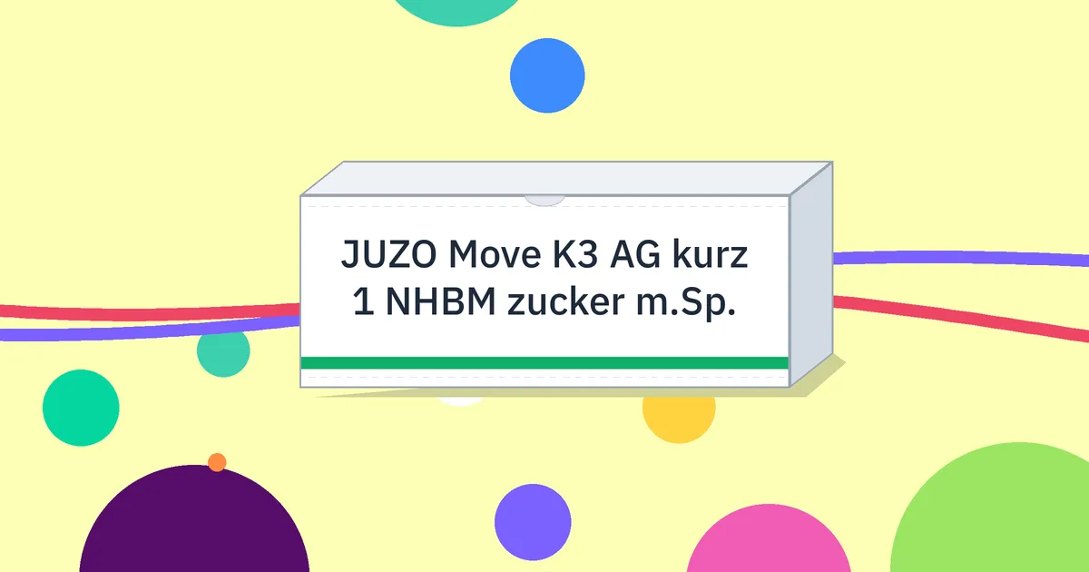 Symbolbild: Packung mit der Aufschrift JUZO Move K3 AG kurz 1 NHBM zucker m.Sp. (PZN 18578596) – Verfügbarkeit und Bezug in Apotheken in Frankfurt am Main