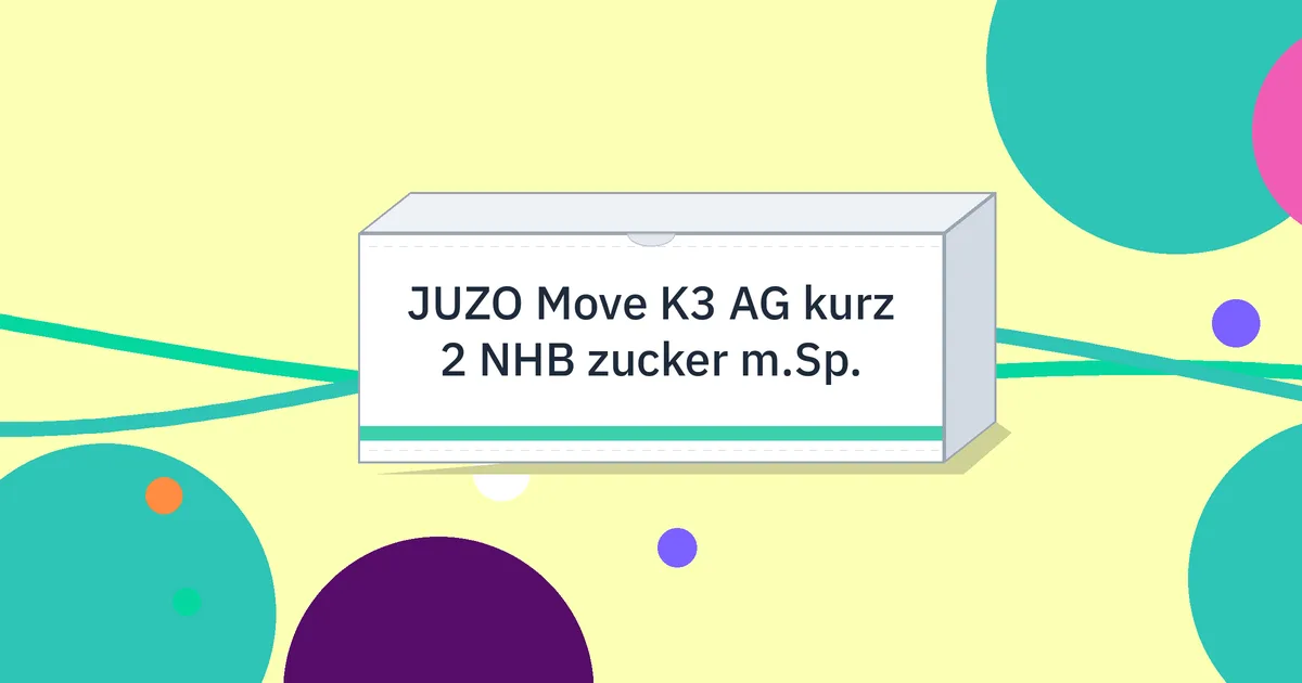 Symbolbild: Packung mit der Aufschrift JUZO Move K3 AG kurz 2 NHB zucker m.Sp. (PZN 18579035) – Verfügbarkeit und Bezug in Apotheken in Frankfurt am Main
