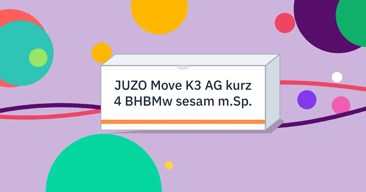 Symbolbild: Packung mit der Aufschrift JUZO Move K3 AG kurz 4 BHBMw sesam m.Sp. (PZN 18580328) – Verfügbarkeit und Bezug in Apotheken in Frankfurt am Main