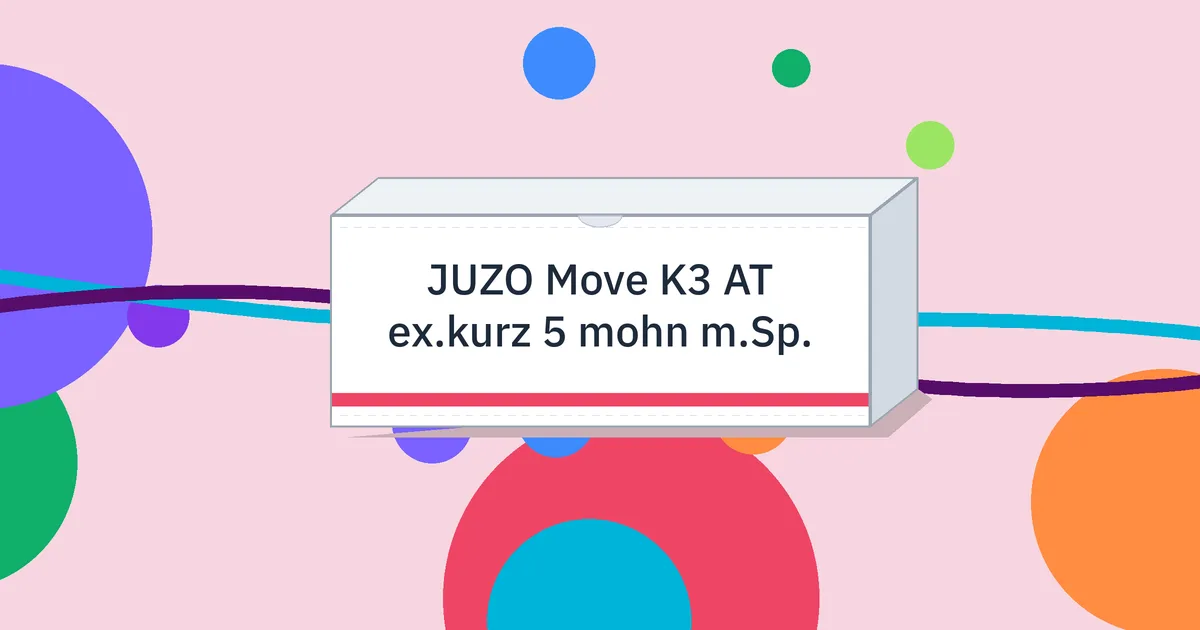 Symbolbild: Packung mit der Aufschrift JUZO Move K3 AT ex.kurz 5 mohn m.Sp. (PZN 20680273) – Verfügbarkeit und Bezug in Apotheken in Frankfurt am Main