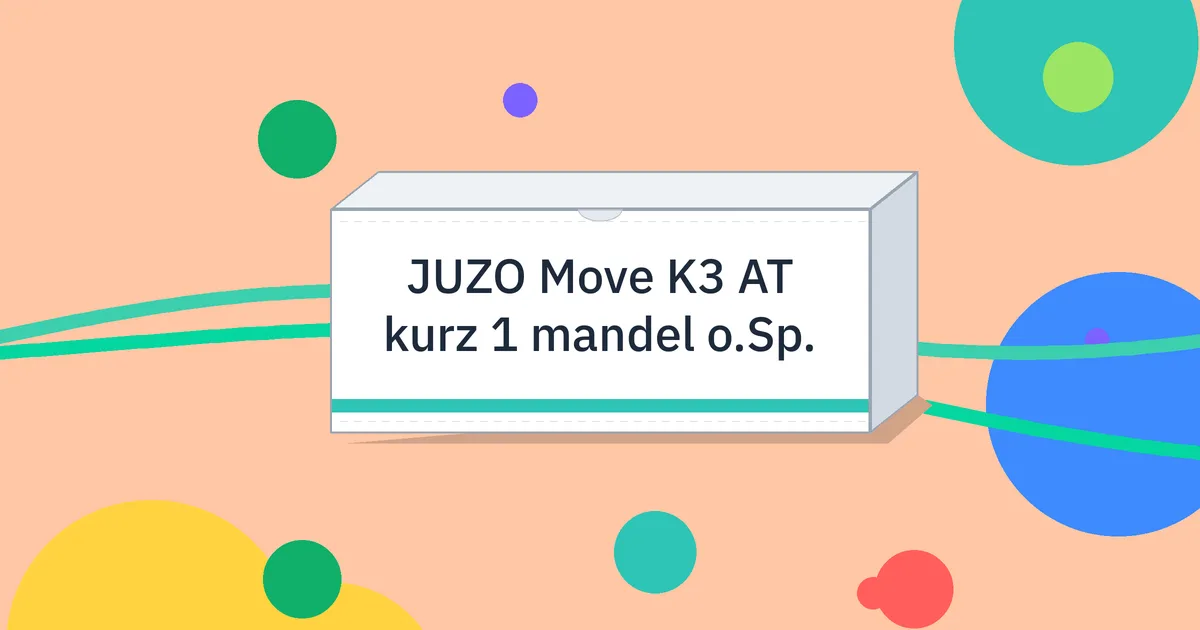 Symbolbild: Packung mit der Aufschrift JUZO Move K3 AT kurz 1 mandel o.Sp. (PZN 20684791) – Verfügbarkeit und Bezug in Apotheken in Frankfurt am Main