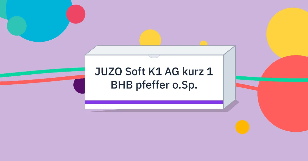 Symbolbild: Packung mit der Aufschrift JUZO Soft K1 AG kurz 1 BHB pfeffer o.Sp. (PZN 14822651) – Verfügbarkeit und Bezug in Apotheken in Frankfurt am Main