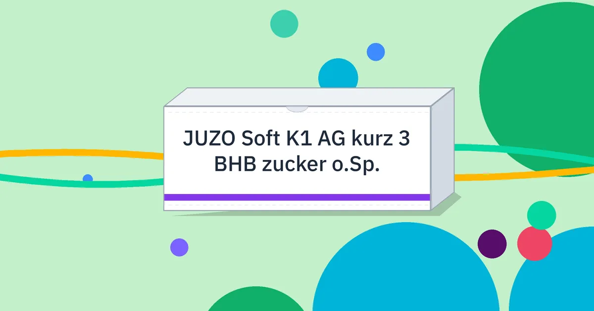 Symbolbild: Packung mit der Aufschrift JUZO Soft K1 AG kurz 3 BHB zucker o.Sp. (PZN 14822616) – Verfügbarkeit und Bezug in Apotheken in Frankfurt am Main