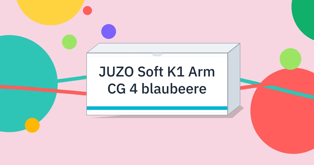 Symbolbild: Packung mit der Aufschrift JUZO Soft K1 Arm CG 4 blaubeere (PZN 15508448) – Verfügbarkeit und Bezug in Apotheken in Frankfurt am Main
