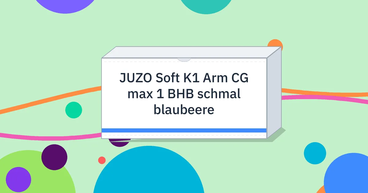 Symbolbild: Packung mit der Aufschrift JUZO Soft K1 Arm CG max 1 BHB schmal blaubeere (PZN 15509695) – Verfügbarkeit und Bezug in Apotheken in Frankfurt am Main