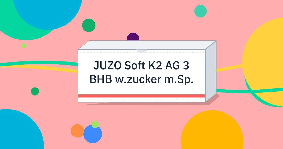 Symbolbild: Packung mit der Aufschrift JUZO Soft K2 AG 3 BHB w.zucker m.Sp. (PZN 14840471) – Verfügbarkeit und Bezug in Apotheken in Frankfurt am Main