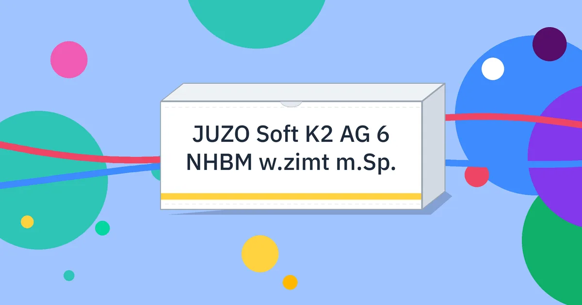 Symbolbild: Packung mit der Aufschrift JUZO Soft K2 AG 6 NHBM w.zimt m.Sp. (PZN 15019519) – Verfügbarkeit und Bezug in Apotheken in Frankfurt am Main