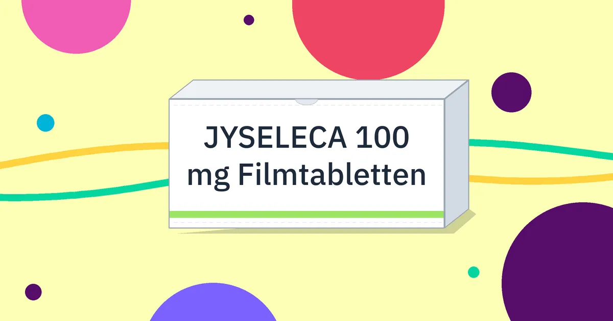 Symbolbild: Packung mit der Aufschrift JYSELECA 100 mg Filmtabletten (PZN 19102938) – Verfügbarkeit und Bezug in Apotheken in Frankfurt am Main