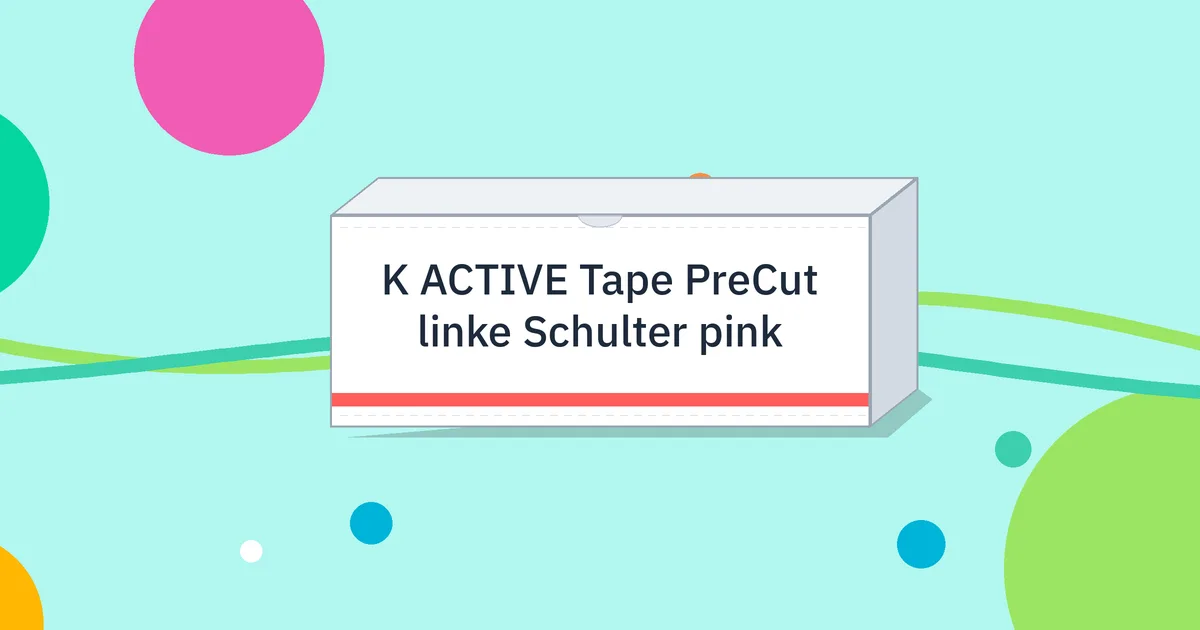 Symbolbild: Packung mit der Aufschrift K ACTIVE Tape PreCut linke Schulter pink (PZN 06936659) – Verfügbarkeit und Bezug in Apotheken in Frankfurt am Main