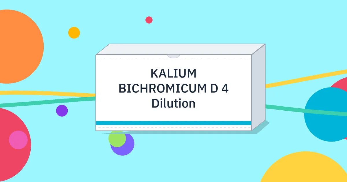 Symbolbild: Packung mit der Aufschrift KALIUM BICHROMICUM D 4 Dilution (PZN 01774790) – Verfügbarkeit und Bezug in Apotheken in Frankfurt am Main