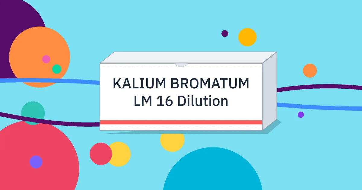 Symbolbild: Packung mit der Aufschrift KALIUM BROMATUM LM 16 Dilution (PZN 12917927) – Verfügbarkeit und Bezug in Apotheken in Frankfurt am Main