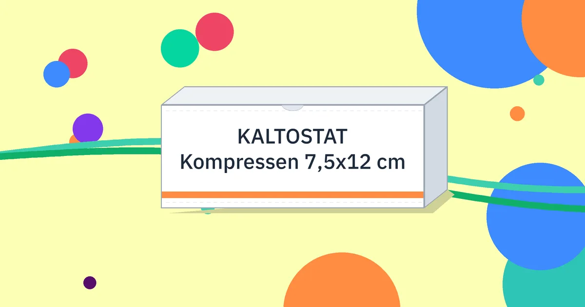 Symbolbild: Packung mit der Aufschrift KALTOSTAT Kompressen 7,5x12 cm (PZN 00002938) – Verfügbarkeit und Bezug in Apotheken in Frankfurt am Main
