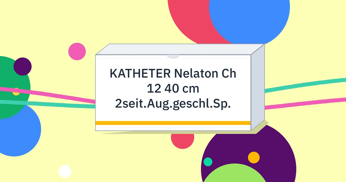 Symbolbild: Packung mit der Aufschrift KATHETER Nelaton Ch 12 40 cm 2seit.Aug.geschl.Sp. (PZN 02099267) – Verfügbarkeit und Bezug in Apotheken in Frankfurt am Main