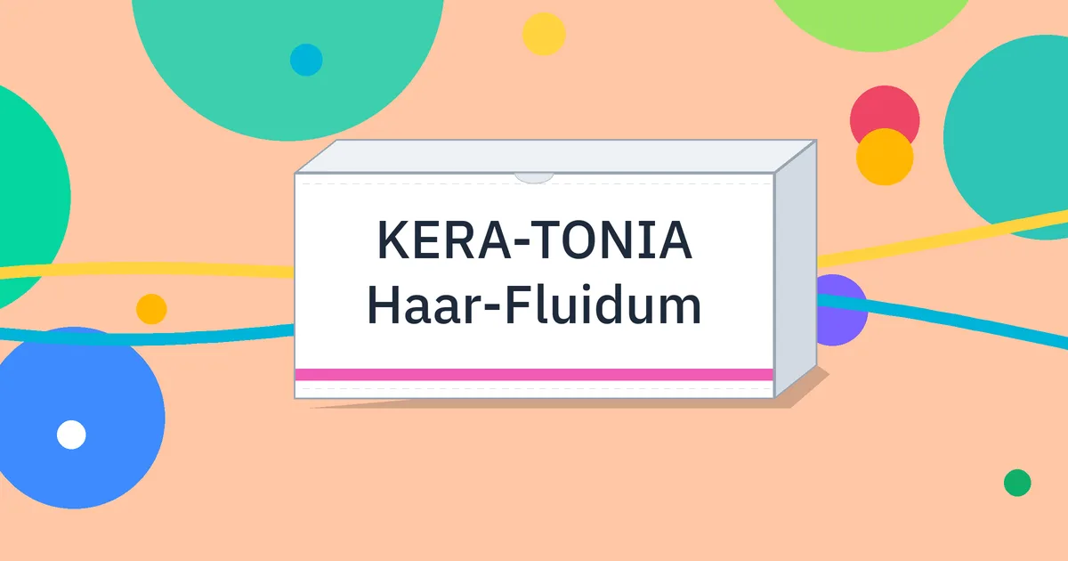 Symbolbild: Packung mit der Aufschrift KERA-TONIA Haar-Fluidum (PZN 07678981) – Verfügbarkeit und Bezug in Apotheken in Frankfurt am Main