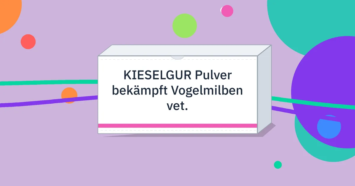 Symbolbild: Packung mit der Aufschrift KIESELGUR Pulver bekämpft Vogelmilben vet. (PZN 14448738) – Verfügbarkeit und Bezug in Apotheken in Frankfurt am Main
