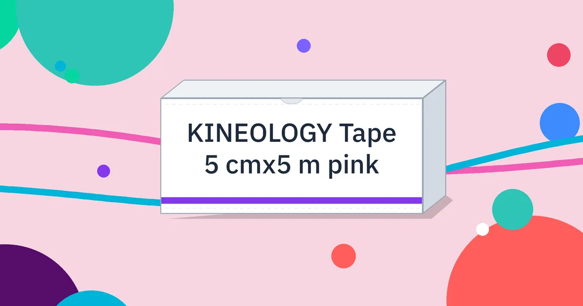 Symbolbild: Packung mit der Aufschrift KINEOLOGY Tape 5 cmx5 m pink (PZN 05131072) – Verfügbarkeit und Bezug in Apotheken in Frankfurt am Main