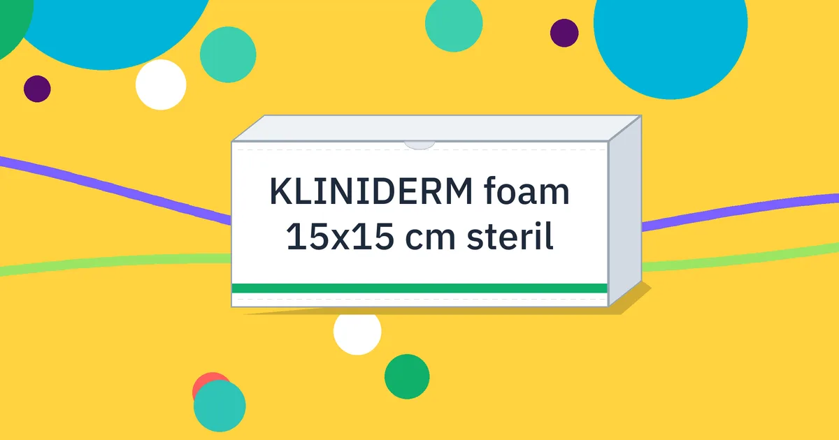 Symbolbild: Packung mit der Aufschrift KLINIDERM foam 15x15 cm steril (PZN 09520818) – Verfügbarkeit und Bezug in Apotheken in Frankfurt am Main
