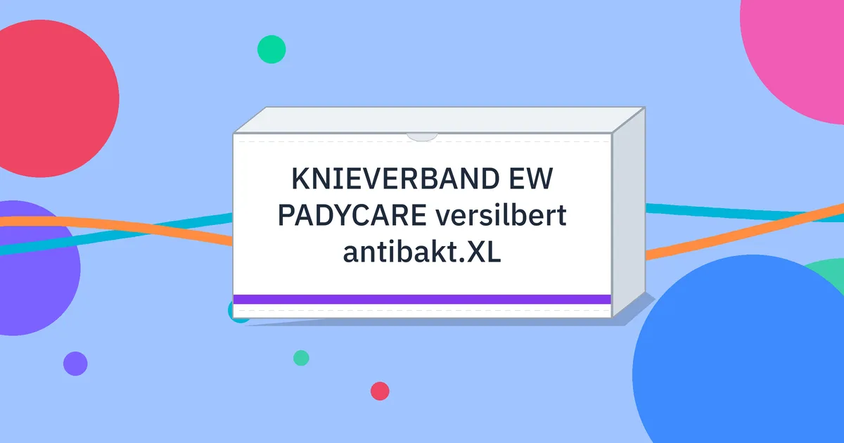Symbolbild: Packung mit der Aufschrift KNIEVERBAND EW PADYCARE versilbert antibakt.XL (PZN 10940193) – Verfügbarkeit und Bezug in Apotheken in Frankfurt am Main