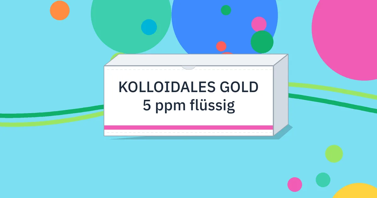 Symbolbild: Packung mit der Aufschrift KOLLOIDALES GOLD 5 ppm flüssig (PZN 16364164) – Verfügbarkeit und Bezug in Apotheken in Frankfurt am Main