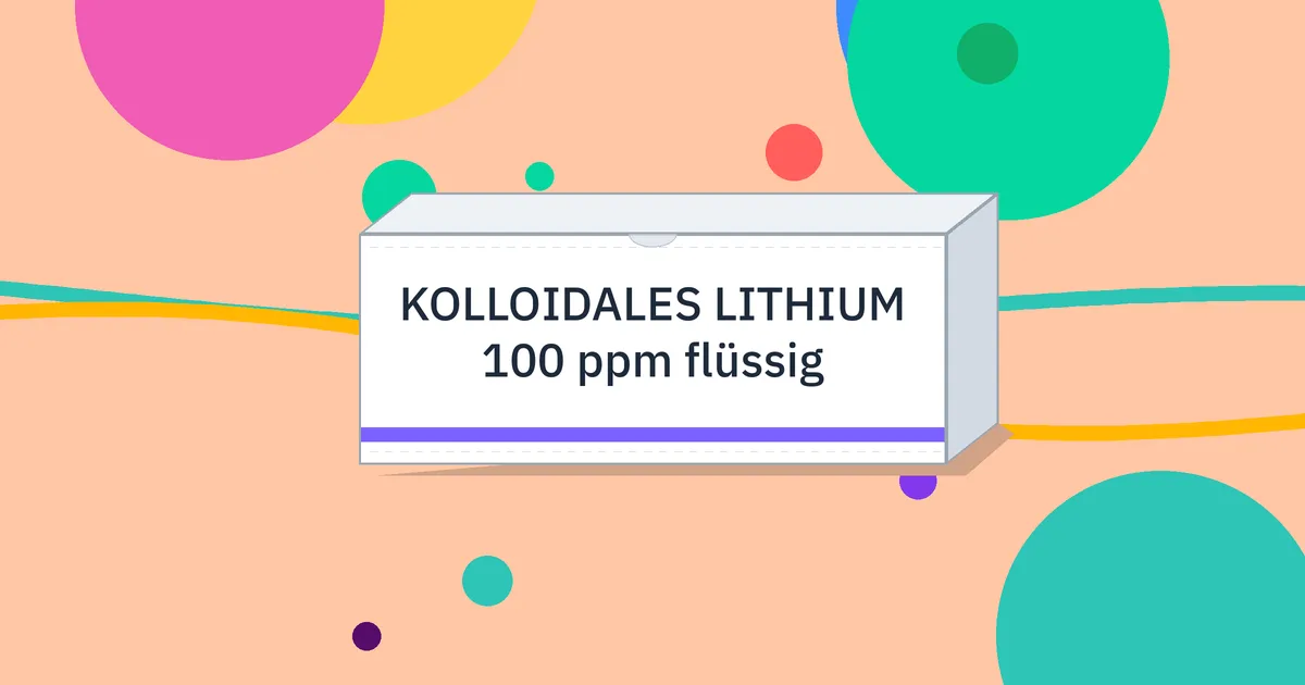 Symbolbild: Packung mit der Aufschrift KOLLOIDALES LITHIUM 100 ppm flüssig (PZN 19764639) – Verfügbarkeit und Bezug in Apotheken in Frankfurt am Main